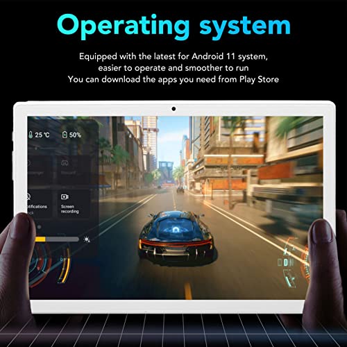 10.1 Inch Tablet Android 11 Tablet, 4G LTE Tablet with BT Keyboard for Business Office Students, Octa Core Tablet PC with BT Keybaord, 12GB RAM 256GB ROM, Gifts (White)