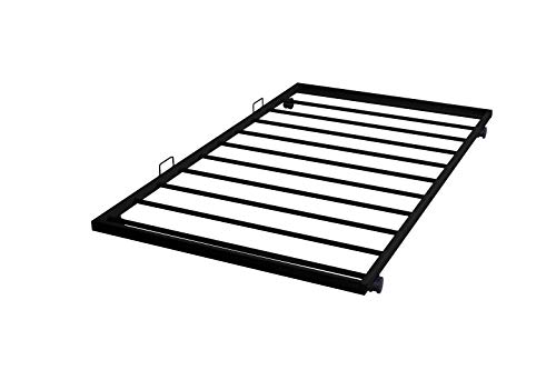 Daybed with Trundle Bed for Kids Teens Adults,Metal Twin Size Daybed with Pullout Trundle for Window Living Room, No Box Spring Needed (Black)