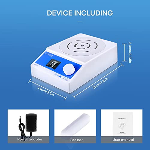 ANZESER Magnetic Stirrer w/Timer, Magnetic Stir Plate w/LCD Display, 3.5L Digital Magnetic Mixer, Lab Stirrers w/Stir Bar (No Heating) (Blue)