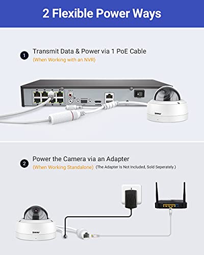 ANNKE C500 5MP PoE Security IP Dome Camera, Super HD H.265+ Night Vision, Remote Access Built-in Mic, Support 256 GB TF Card, IP67 Outdoor Weatherproof & IK10 Vandal-Proof