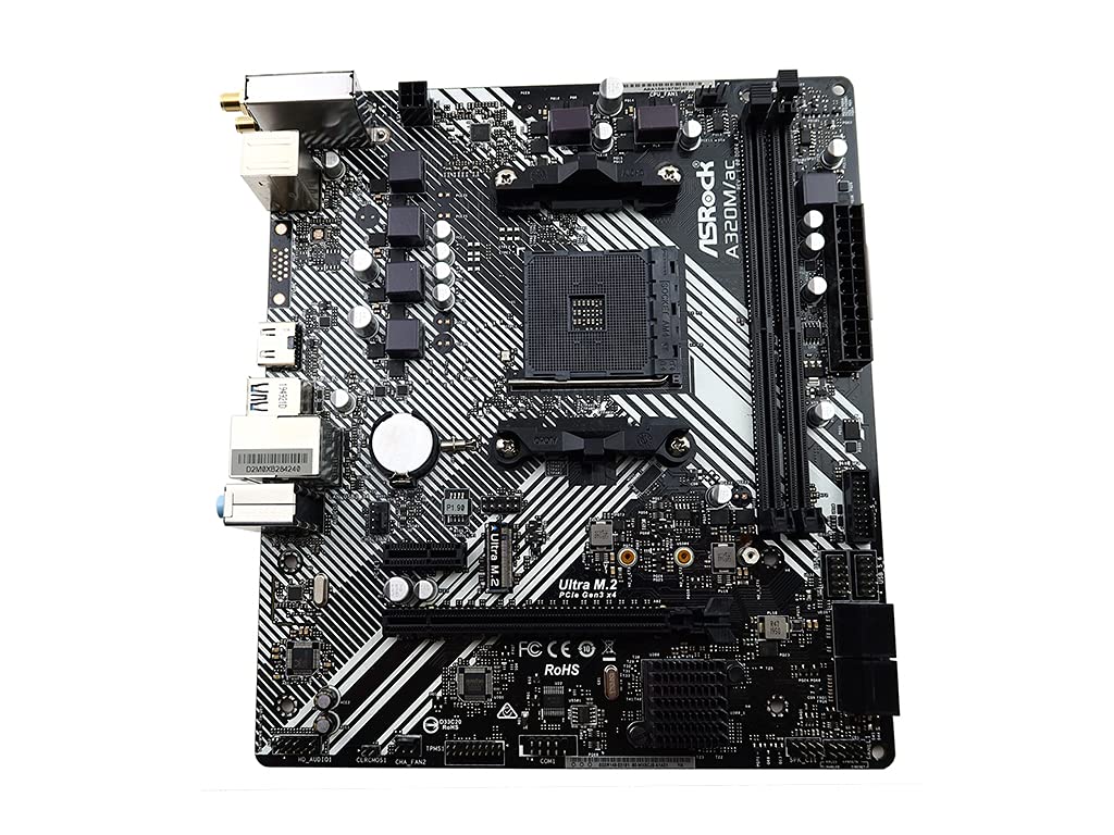 ASRock A320M/ac AMD Chipset A320 Socket AM4 DDR4 HDMI USB SATA 6Gb/s Micro ATX Desktop Motherboard 80-MXBCJ0-A1A01