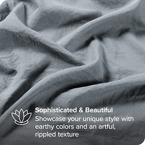 Bare Home Sandwashed Duvet Cover Queen Size - Premium 1800 Collection Duvet Set - Cooling Duvet Cover - Super Soft Duvet Covers (Queen, Sandwashed Dusty Blue)