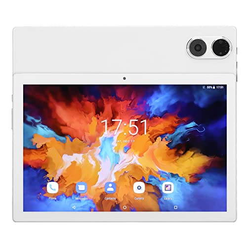 10.1 Inch Tablet US Plug 100-240V 2.4G 5G WiFi 4G LTE Phone Tablet 512GB Expandable 8GB RAM 128GB ROM for Office for Work (White)