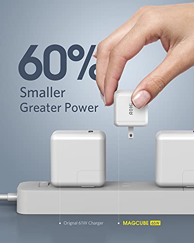 AOHI 65W PD USB C Charger, GaN+ Magcube Fast Wall Charger Power Adapter for iPhone 15/Plus/Pro/Pro Max,iPhone 14/Plus/Pro/12 Serise, Notebook MacBook Pro/Air, Galaxy S22/S21, White