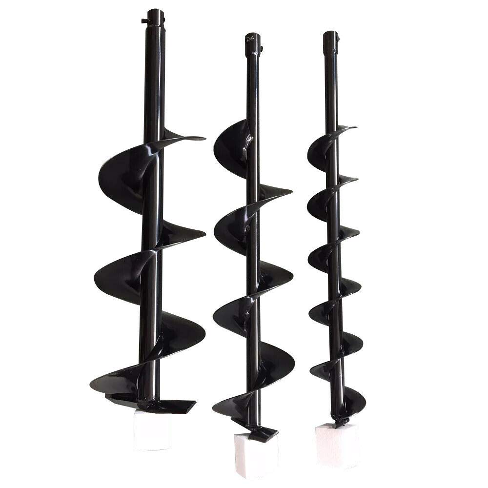 3Pcs 32" Auger Post Hole Digger Bits Set 4" 6" 8" Dia, 3/4" Dia Shaft Steel Drilling Bit for Gas Powered Petrol Earth Auger Drill Bit GDAE10 for Fence Posts Trees Shrubs Garden Yard Pit Outdoor
