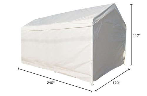 10x20 White Canopy Carport Cover Set with Valanced Top All 4-Side Walls and Top (5 Pcs Tarps Set, No Frame)