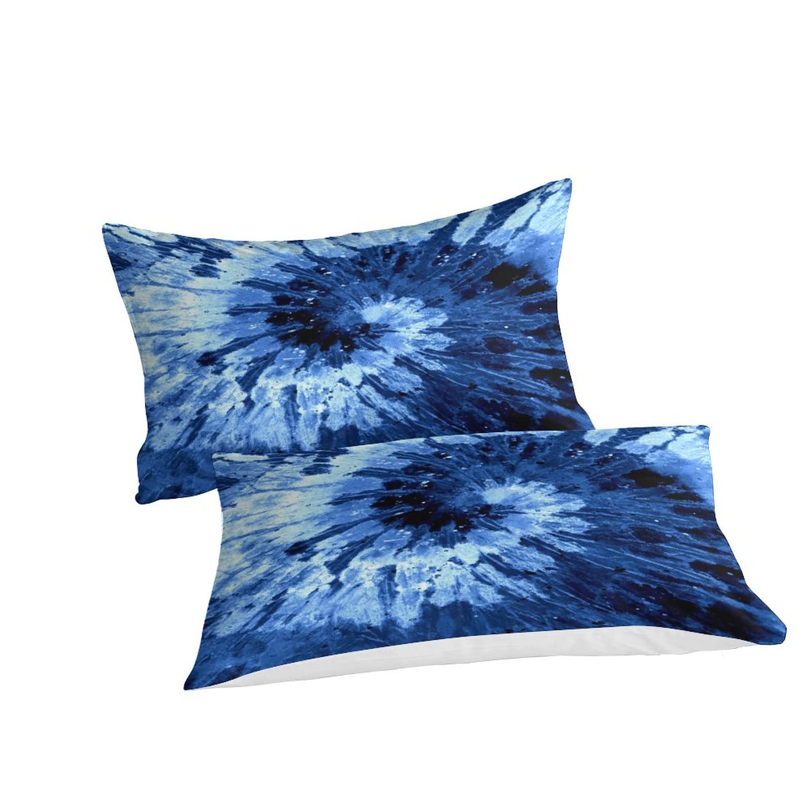 Blue Tie Dye Bedding Set Blue Tie Dye Bedding Cover Spiral Tie Dyed Printed Bed Comforter Cover Set,Boho Bohemian Hippie Bedding Sets Full Size Abstract Printed Quilt Cover Full(203x228cm)
