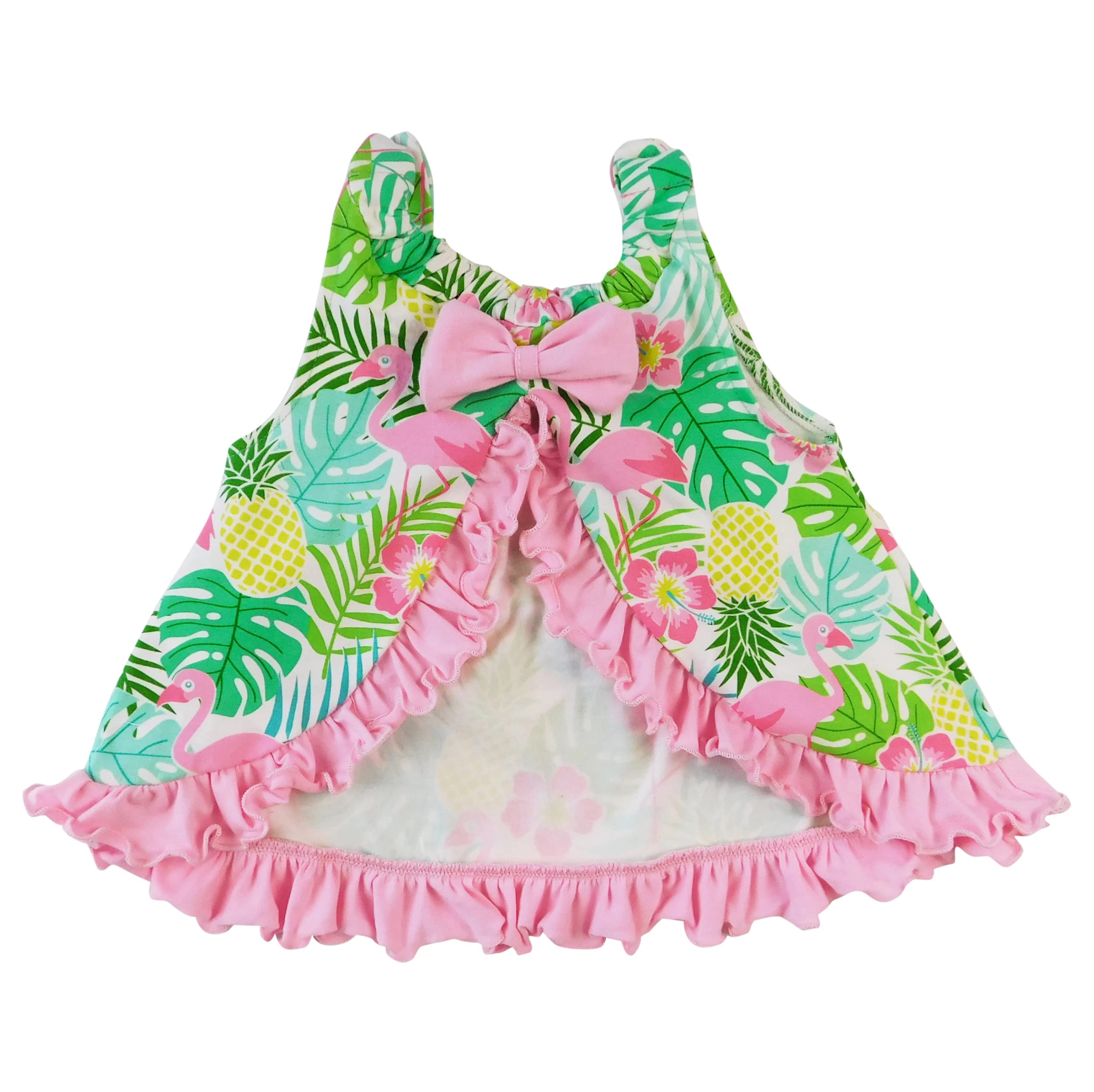 AnnLoren Baby/Toddler Girls Open Back Swing Tank Top with Bow Tropical Design 3-6 Mo