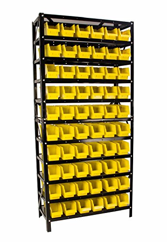 Steel Dragon ToolsÂŽ TLPB60 60 Parts Bin Shelving Organize with Plastic Bins for Garage, Shop, and Home Storage