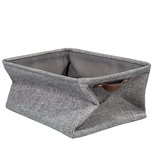 QURTS Large Storage Bins(15.74 x 11.81 7.87 inches), Foldable Fabric Baskets with Handles for Cupboards, Wardrobe, Shelves, Bathroom, Clothes, Toys, Towel (Grey, 3 Pack) Gray 15.6 11.7 7.8 inches