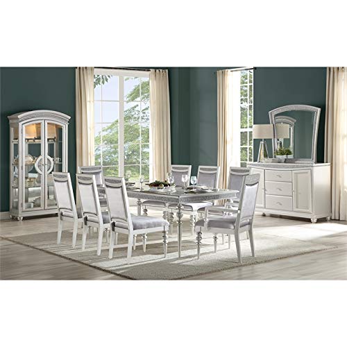ACME Maverick Side Chair (Set-2) - - Fabric & Platinum