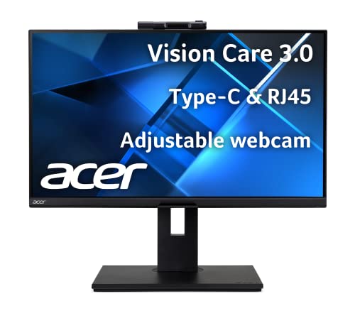 Acer B248Y bemiqprcuzx 23.8" FHD IPS Professional Docking Monitor | Adaptive-Sync | FHD Webcam | Delta E<2 | TUV/Eyesafe | Display Port 1.4, Display Port Out, HDMI 2.0, USB Type-C, Ethernet & USB Port