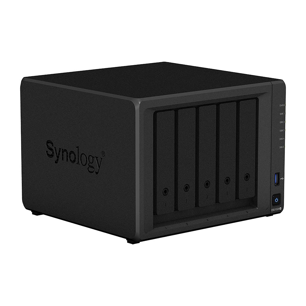 Synology DiskStation DS1520+ NAS Server for Business with Celeron CPU, 8GB DDR4 Memory, 20TB HDD, DSM Operating System