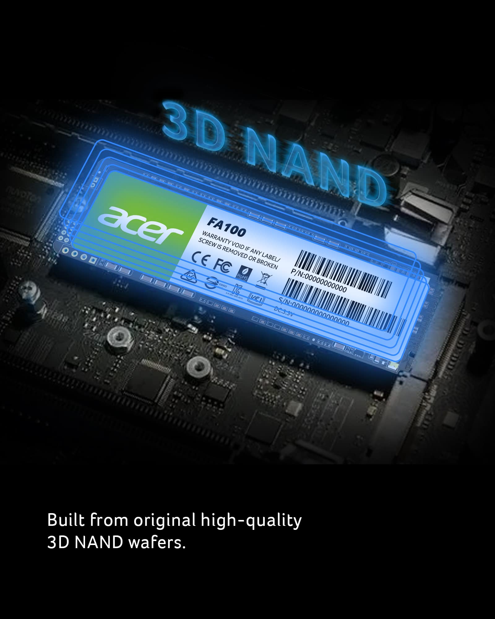 acer FA100 1TB M.2 SSD 2280 NVMe Gen3 x4 Internal Solid State Drive, Up to 8 Gb/s, Storage for PC and Laptops - BL.9BWWA.120