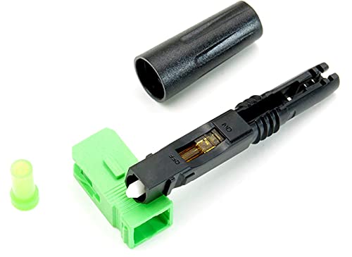 100pcs LEITE SC APC Fiber Optic Quick Connector with Matched Tools Fiber Reusable Connectors Single Mode SM 9/125 Mechanical Fast Connectors Adapter for FTTH CATV Network Instrument