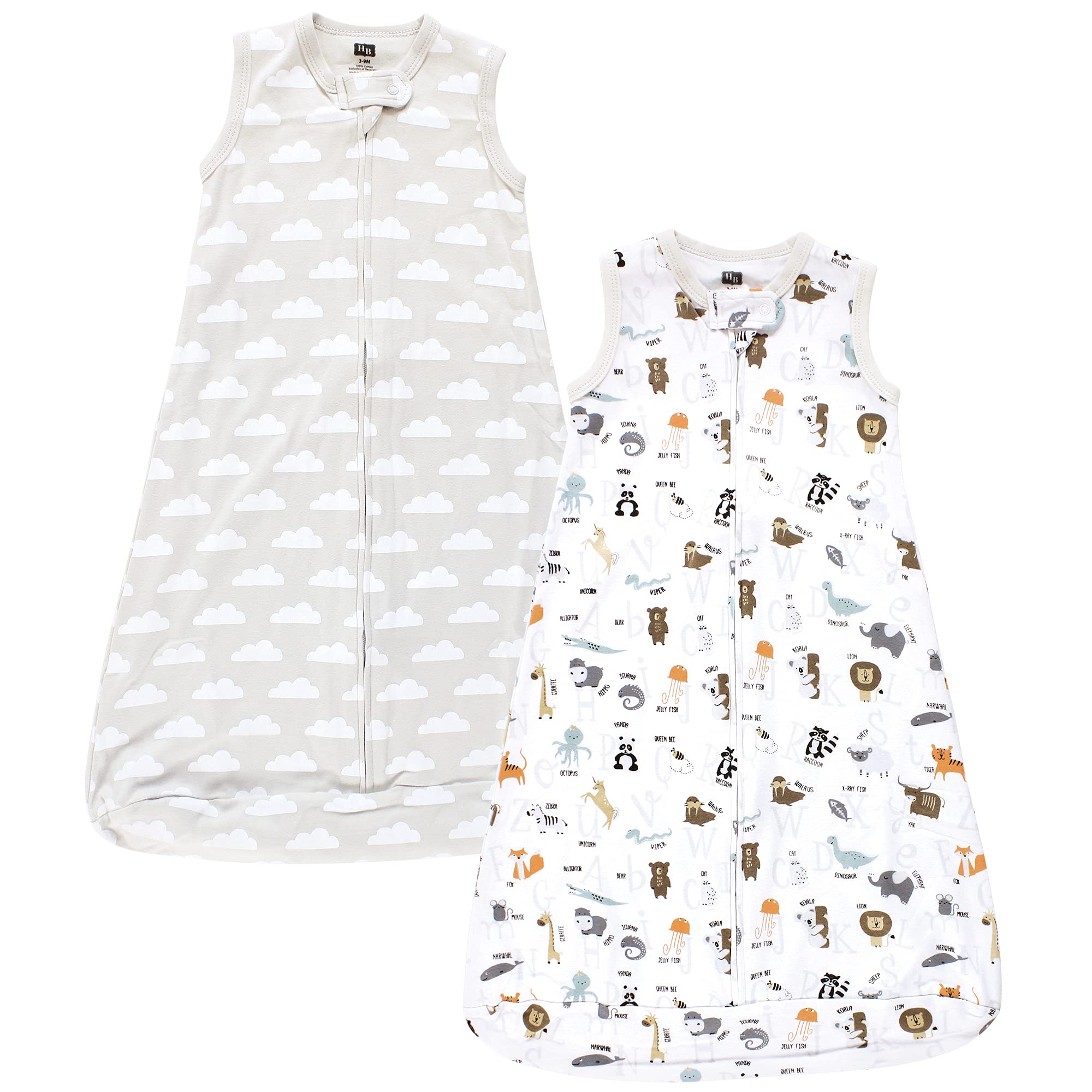 Hudson Baby Unisex Baby Interlock Cotton Sleeveless Sleeping Bag, Alphabet Animals, 12-18 Months