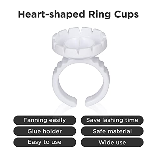 BEYELIAN Glue Rings, 100 Pcs Lash Glue Cups, Lash Extension Supplies, Lash Glue Holder for Volume Lashes Fan