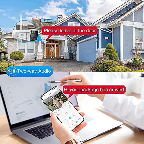 REIGY 3MP WiFi Security Camera System with Floodlight Without Hard Drive, 2K Outdoor Home Surveillance Set 8CH 5MP NVR + 4X 1296P IP Cam, 2-Way Audio Remote View Color Night Vision Motion Detection