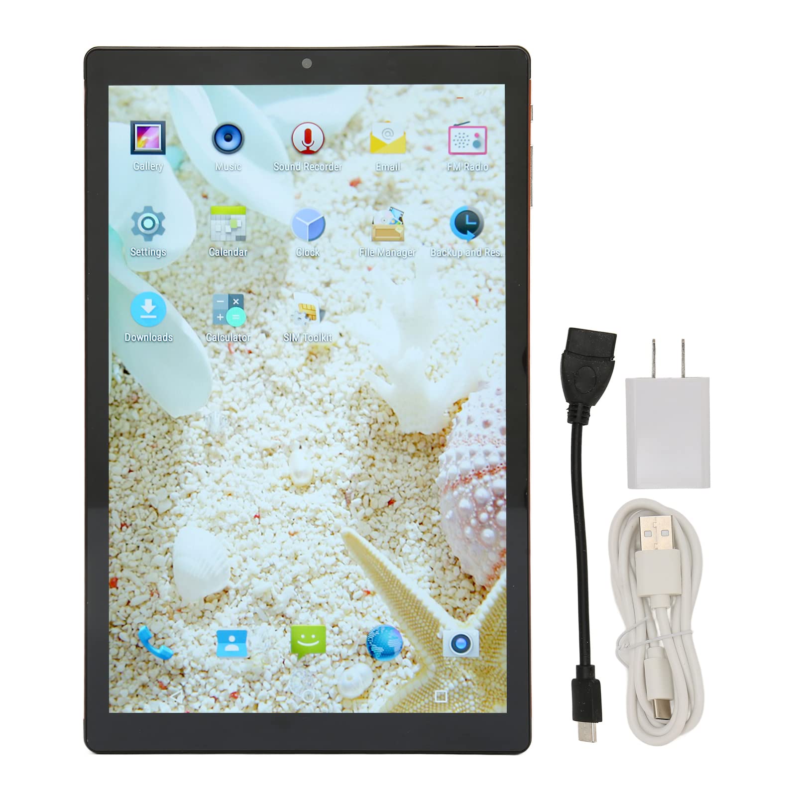 10.1 Inch Tablet, Orange Front 5MP Rear 13MP HD Tablet 2.4G 5G WiFi 1920x1080 IPS 6GB 128GB 100-240V for 11.0 for Reading (US Plug)