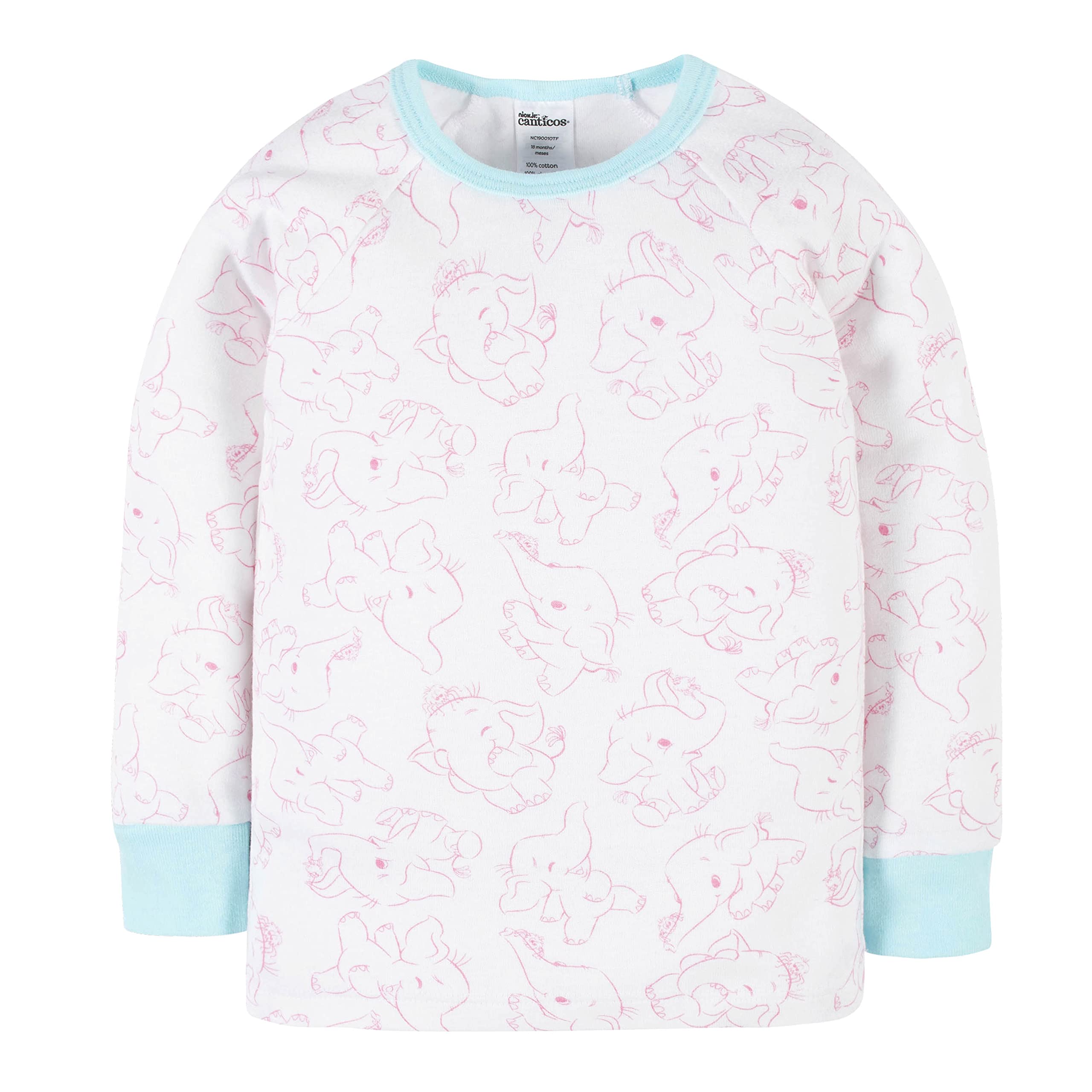 Canticos Unisex-Baby Girls' 4-Piece Snug Fit Cotton Pajamas, Pink, 18 Months