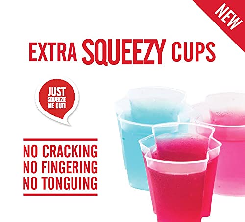 50 EZ-Squeeze Jello Shot Cups With Lids - 2 oz Max Capacity-New and Improved Design 2019 - Jello Shot Cups With Lids Stack-able - Easy To Squeeze -Fun For All Occasions