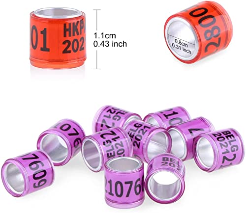 100Pcs Pigeon Ring/Dove Rings Multicolor Aluminium Pigeon Leg Rings Dove Leg Rings Identify Bands Plastic with 2023 AU Training Identify Birds Foot Ring, Quality Durable