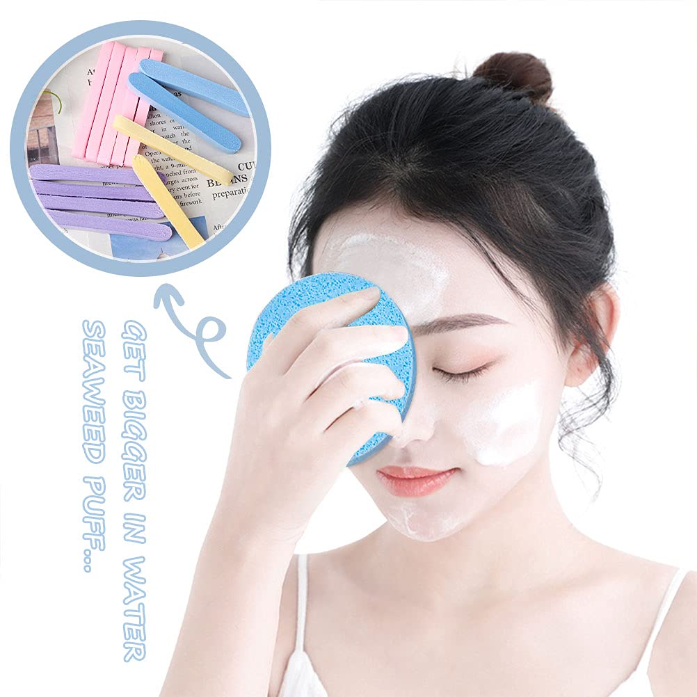 48 Pieces Compressed Facial Sponge for Estheticians Face Sponges for Cleansing, Professional Makeup Removal Sponge Pads Round Facial Sponges (Pink, Yellow, Blue, Purple)