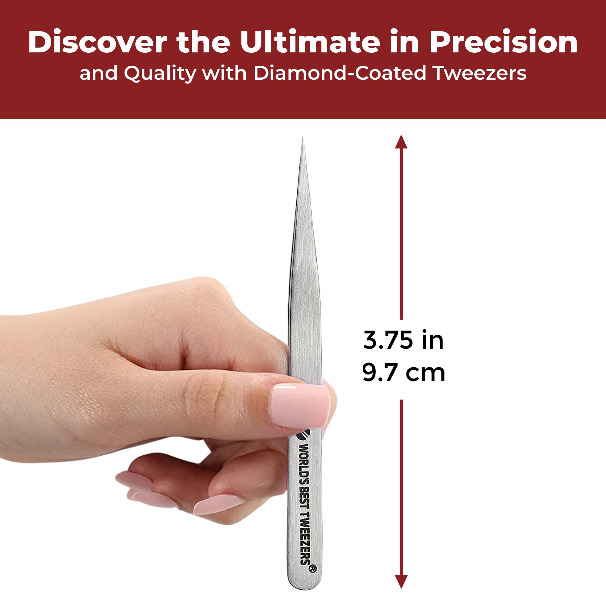 World's Best Tweezers Splinter Out Needle Nose Tweezers - High Precision Fine Point Stainless Steel Tweezers for Ingrown Hair, Ticks, Glass Removal - Diamond Tip Professional Tool for Face & Eyebrows