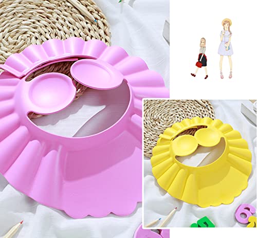 Kangwell Shower Cap Bathing Cap | with Earshield Soft Adjustable Visor Hat Safe Shampoo Shower Bathing Protection Bath Cap for Elderly, Pregnant and the Disable Patient (PINK)