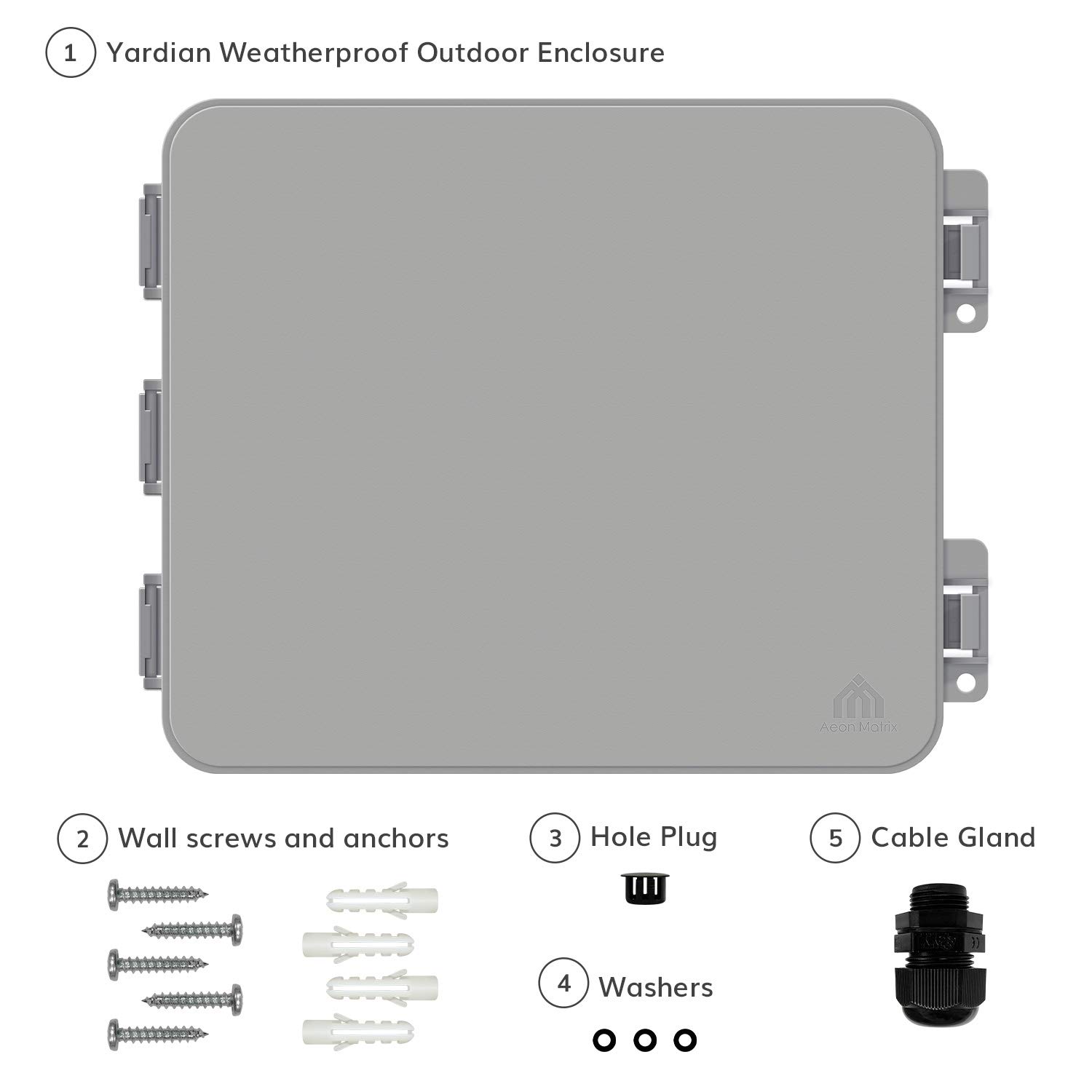 Aeon Matrix Yardian Weatherproof Outdoor Enclosure, Compatible with Yardian Pro Smart Sprinkler Controller, IP56 Waterproof, UV-Resistant, Double Padlockable Latches