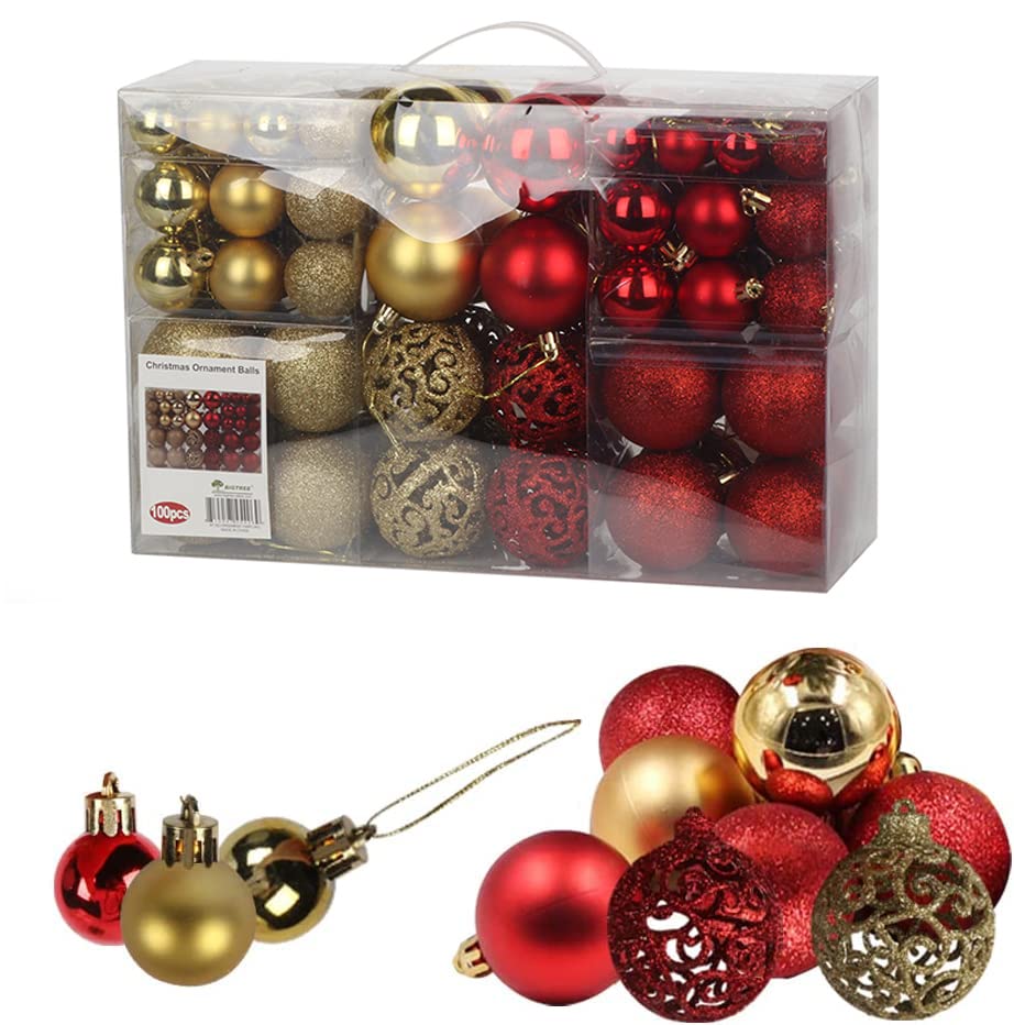 103 Pcs Christmas Balls Ornaments Set, Shatterproof Christmas Decorations Baubles for Xmas Tree Decor Party Holiday Wedding (Red&Gold)