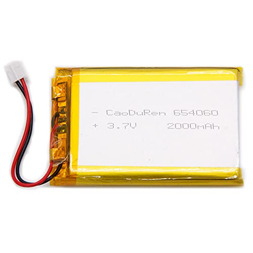 CaoDuRen MSDS Verified Part Number: 654060, Rechargeable 3.7V 2000mAh Li Lipo Lithium Polymer Ion Battery Pack with 2 Pin 2.0mm JST Connector