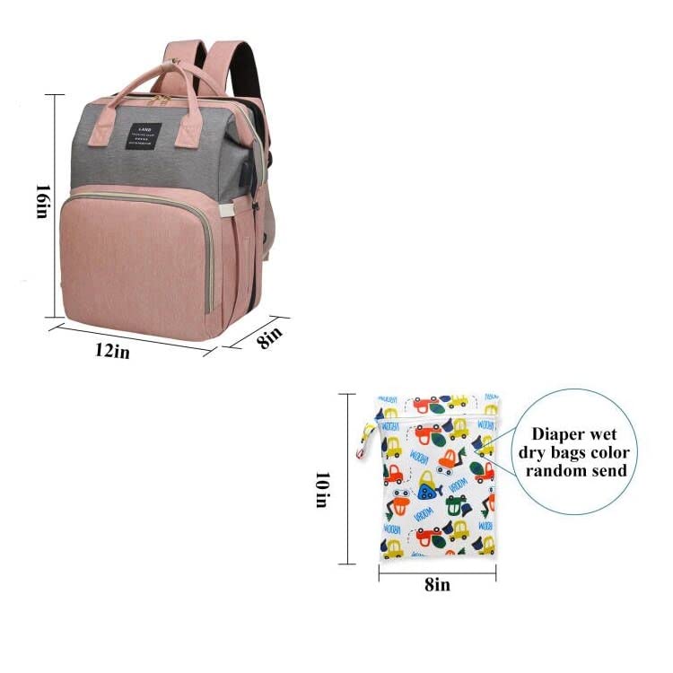 ANWTOTU Diaper Bag with Changing Station,Diaper Bag Backpack,7 in 1 Travel Baby Diaper Bag,Mommy Bag With USB Charging Port (Pink-Grey)