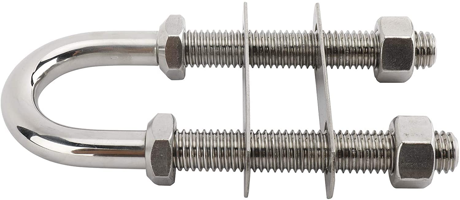 YaeMarine 2-Pack 3/8" Dia Stainless Steel Marine Boat Stern Bow Eye Tie Down U Bolt Thread Length 2-1/2", 3", 3-1/2" Option (3/8" Dia x 3-1/2" Thread Length, 5" Overall Length)