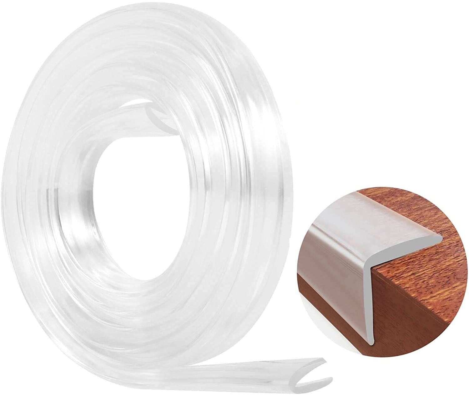 Pretaped Silicone Edge Protectors, Edge Corner Protectors Guards Baby Proofting, Furniture Table Edge Protectors Soft Silicone Bumper Strip for Cabinets, Tables, Drawers 1.5CM*1.5CM Wide 3.3FT Long