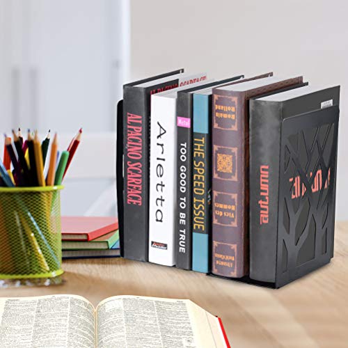 Book Ends, Bookends, Book Ends for Shelves, Bookends for Shelves, Bookend, Book Ends for Heavy Books, Book Shelf Holder Home Decorative, Metal Bookends Black 4 Pair, Bookend Supports, Book Stoppers