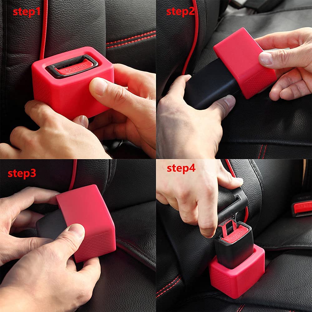 Car Seat Belt Buckle Holder, 2 Pack, Seatbelt Buckle Booster Makes Buckling Easier for Kids (BPA Free), Upright Your Seat Belt Receiver for Easy Access