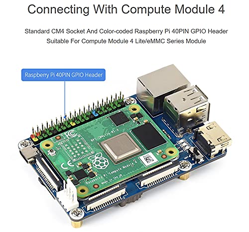 XYGStudy CM4-IO-BASE-B and USB HDMI Adapter, for Raspberry Pi Compute Module 4
