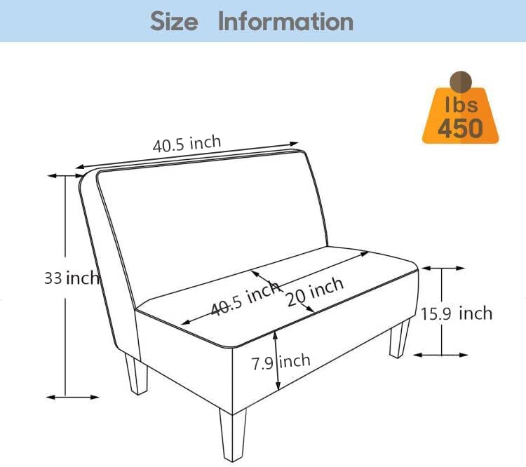 Aklaus Small Loveseat for Small Space,Armless Loveseat,Dining Bench with Back,Upholstered Dining Bench Banquettes Loveseat for Living Room, Prints