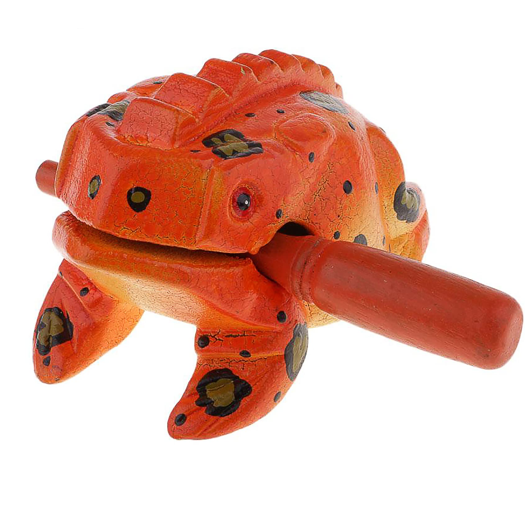 3.5" Wooden Frog Guiro Rasp Instrument - Percussion Musical Tone Block Craft (Painted Orange)