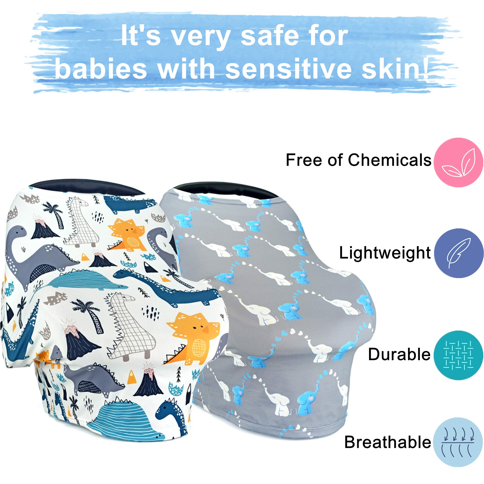 Car seat Covers for Baby Boys and Girls,2-Piece Set of Nursing Covers by Salustar