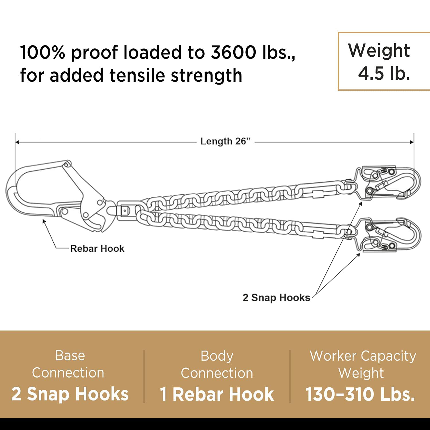 AFP Rebar Positioning Chain Assembly with Swivel Hook (Aluminum)