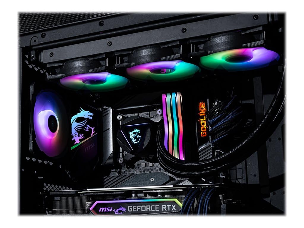 MSI MAG CORELIQUID 360R V2 AIO CPU Liquid Cooler - Rotatable ARGB Blockhead, Integrated Radiator Pump, Split-Flow Water Cooling, Evaporation-Proof Tubing, Easy to Install - AMD & Intel Compatible