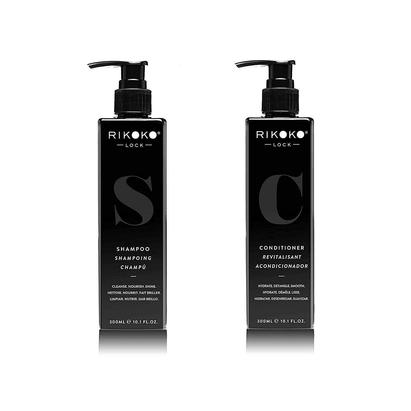 Rikoko LOCK Coconut Shampoo with Vanilla Extract and Cinnamon Bark - 300 mL Bundle with LOCK Coconut Conditioner with Ginger and Hair Softening Hibiscus - 300 mL