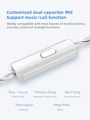 KZ ASF in-Ear Monitors, 5BA per Side HiFi Stereo Noise Isolating Sport IEM Wired Earphones/Earbuds/Headphones with Detachable Cable 2Pin 0.75mm (with Mic, Silver&Blue)
