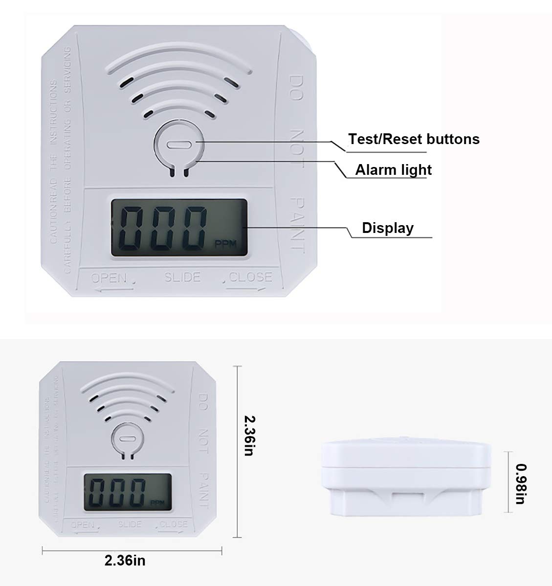 Carbon Monoxide Detector ,CO Gas Monitor Alarm Detector ,CO Sensor with LED Digital Display for Home,Depot,Battery Powered(2Pcs)