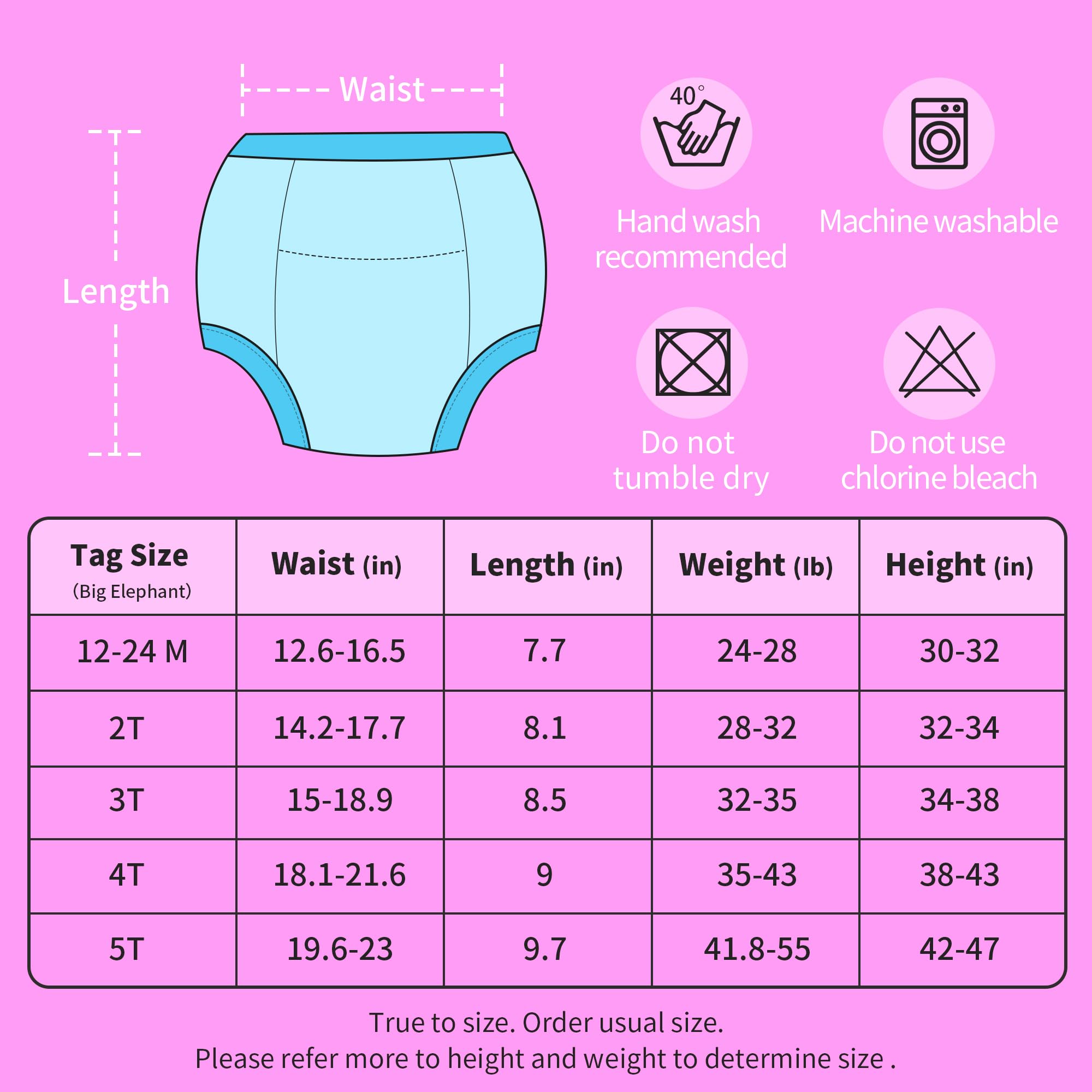 BIG ELEPHANT Toddler Potty Training Underwear - Baby Boys Cotton Toilet Training Pants 10 Pack, 3T