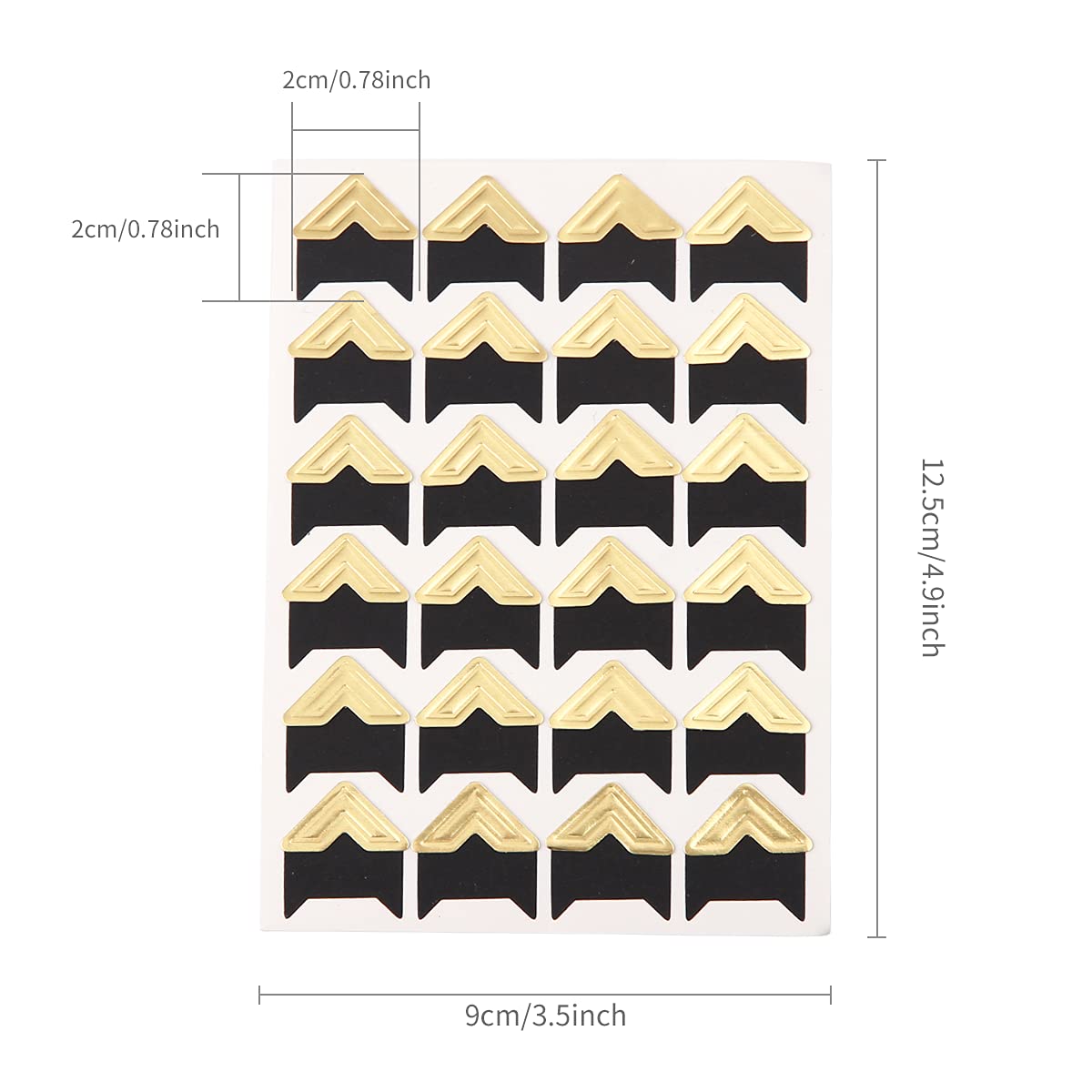 GOONAVI 15 Sheets 360 Pcs Photo Corners Mounting Self Adhesive for DIY Photo Album Journal Gold On Black