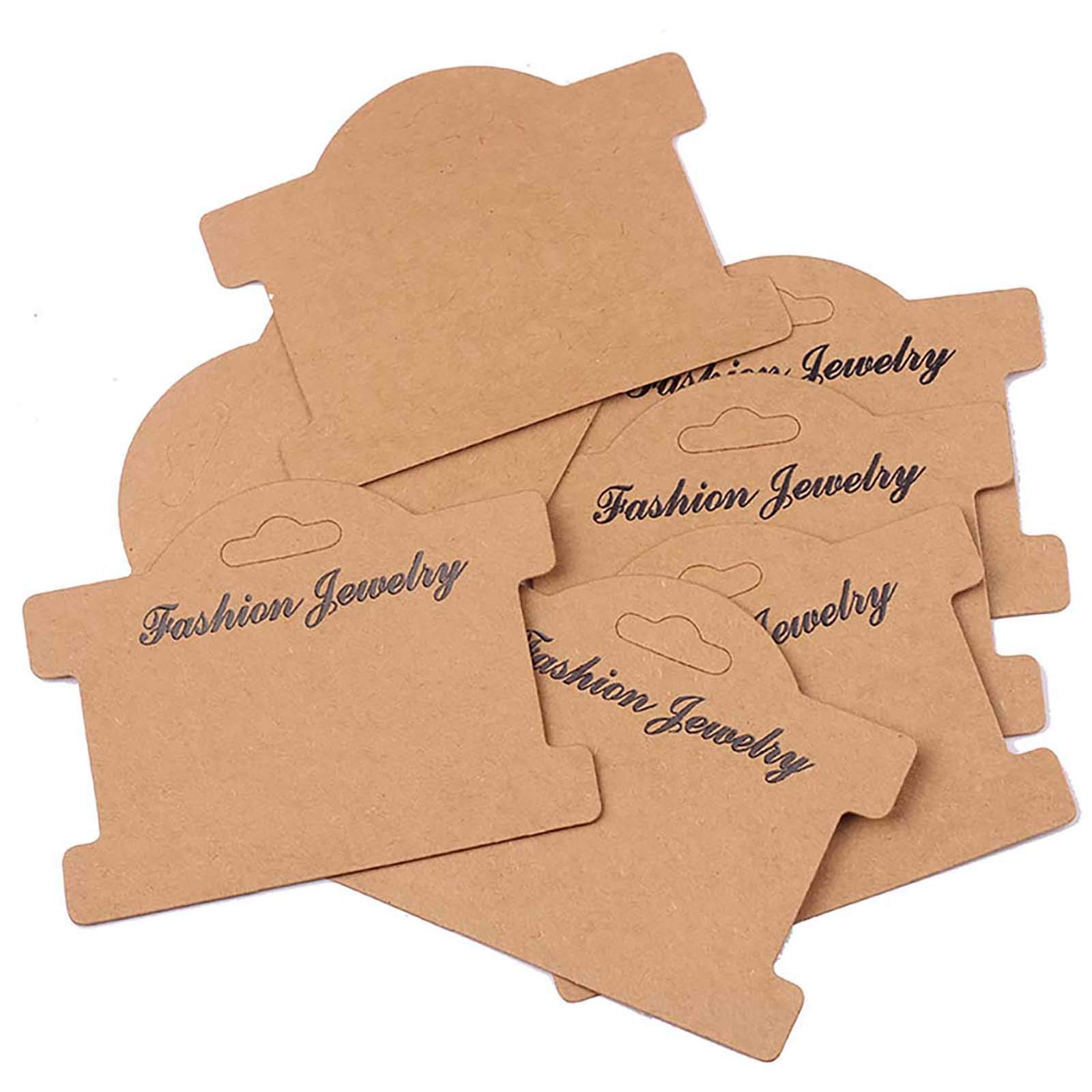 100pcs Jewelry Display Cards Bracelet Display Cards Necklace Card Holder Hanging Cards Earrings Showing Tags (3.7x3 in, Brown)