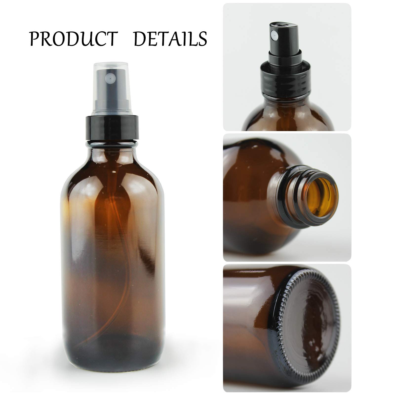 4oz Amber Glass Spray Bottle for Essential Oils,Small Empty Fine Mist Spray Bottle, Refillable Liquid Containers for Perfumes,Cleaning Products,16 Pack